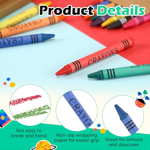 Trandraft Crayons Bulk 8 Different Color Crayon Wrapped Wax Mini Boxes ...